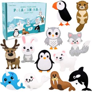 ciyvolyeen polar animals sewing kit for kids make your own winter polar animals felt plush craft kit includes 14 creative projects to sewing beginners fun diy educational gift for boys and girls