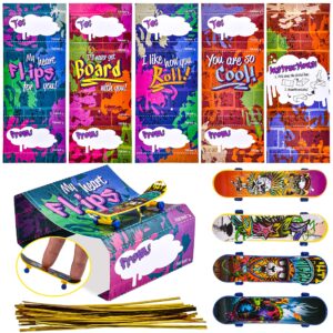 joyin 28 pcs valentines day finger skateboards with cards for kids, valentine party favor, valentine’s greeting cards, valentine classroom exchange prizes, holiday reward gifts, finger skateboard toys