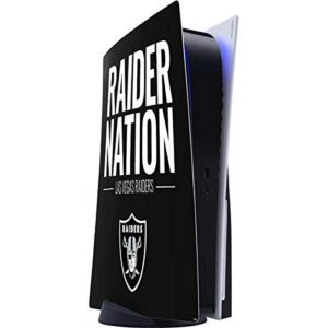 skinit decal gaming skin compatible with ps5 console - officially licensed nfl las vegas raiders team motto design