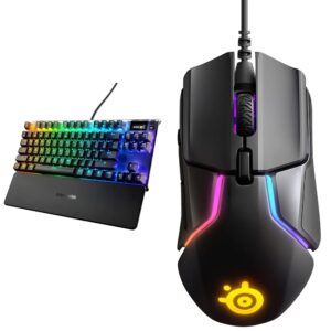 steelseries apex pro tkl mechanical gaming keyboard & rival 600 gaming mouse - 12,000 cpi truemove3plus dual optical sensor - 0.5 lift-off distance - weight system - rgb lighting