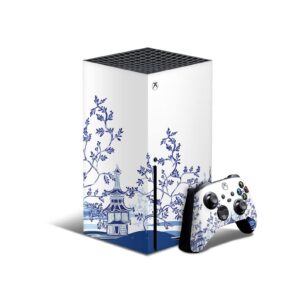 zoomhitskins compatible with x1 series x, orient pagoda blue white japan temple asia, durable, bubble-free, goo-free, made in usa