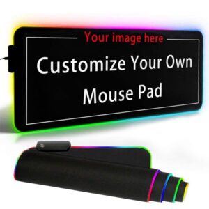 personalized rgb led gaming mouse pad make your own customized large gaming mousepad custom mouse mat for office dorm personalised gifts presents for gaming lovers, 31.5x11.8in