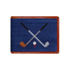 crossed clubs needlepoint bi-fold wallet by smathers & branson