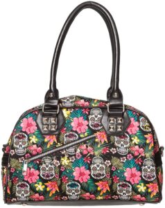 lost queen women's hibiscus handbag sugar skull crossbody purse