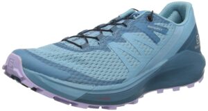 salomon sense ride 4 running shoes for women trail, delphinium blue/mallard blue/lavender, 5