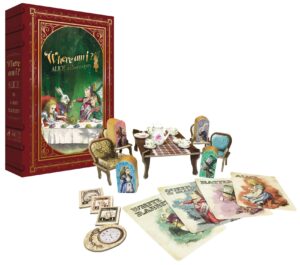 where am i ? alice in a mad tea party standard edition board game | social deduction | area majority | ages 8+ | 2-4 players | average playtime 20 minutes | made by gotta2 games