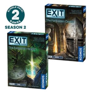 thames & kosmos exit: the game 2-pack escape room bundle | season 2 | forgotten island | forbidden castle | family-friendly, cooperative game | at-home escape room | 1 to 4 players | ages 12+