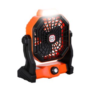 ivsuntek portable camping fan with led light and 270° adjustment, powerful, quiet, and usb rechargeable for indoor and outdoor use