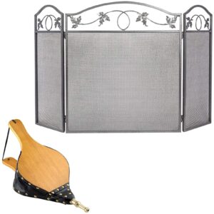 amagabeli indoor fireplace screen 3 panel bundle fireplace bellows for fire pit large