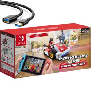 nintendo 2020 newest - mario kart live: home circuit - mario set edition - holiday family gaming bundle for nintendo switch, nintendo switch lite - red - ipuzzle usb extension cable