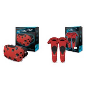 hyperkin gelshell silicone skins for htc vive and controllers (red)