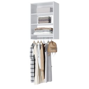 medium hanging closet unit - modular closet system for hanging - corner closet system - closet organizers and storage shelves (white, 25.5 inches wide) closet shelves