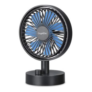 gagetelec 6.5 inch 5200mah battery operated rechargeable fan usb portable fan desk fans small quiet with 10 speeds mini desktop fans for office quiet personal table fans for bedroom (black)