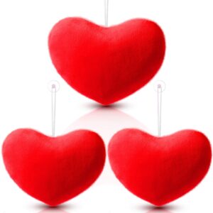 jetec 3 pcs valentines heart pillows red heart shaped pillow plush mini hanging toys cushion stuffed heart pillow plush heart decorative for valentine's day bed chair sofa cars living room office