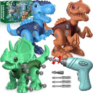 laradola dinosaur toys for 3 4 5 6 7 8 year old boys, kids take apart stem construction building kids toys with electric drill, party christmas birthday gifts boys girls