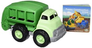 green toys recycling truck & board book, green - pretend play, motor skills, reading, kids toy vehicle. no bpa, phthalates, pvc. dishwasher safe, recycled plastic, made in usa.