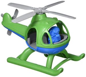 green toys helicopter, green/blue cb - pretend play, motor skills, kids flying toy vehicle. no bpa, phthalates, pvc. dishwasher safe, recycled plastic, made in usa.