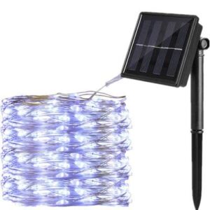 solar string lights 100led 36ft waterproof indoor outdoor lighting for garden copper wire 8 modes fairy lights for home decor patio garden party (white)