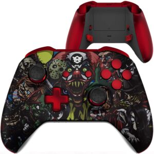 hexgaming blade wireless controller for xbox series x & s, for xbox one, and for windows 7/8/10-2 remappable back buttons - triggers stop - interchangeable thumbsticks - scary party scarlet red