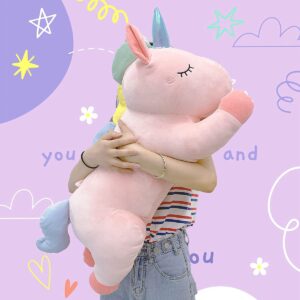 arelux 24in cute pink giant stuffed unicorn plush:soft animal hugging pillow unicorn stuffed animal, big body plushie,large unicorn room decor friends family member