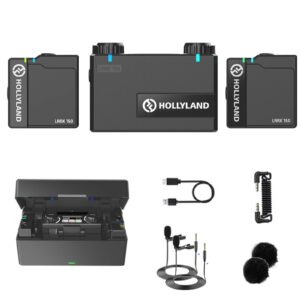 hollyland lark 150 wireless dual microphone system,2.4ghz digital wireless transmission with charging case