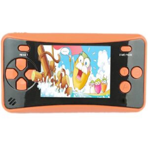 qoolpart portable handheld games for children, retro nostalgia 8 bit handheld game console with 182 old school classic games, 2.5" tft screen electronic video game player for boys girls (orange)