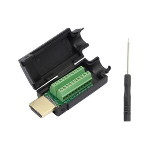 gelrhonr hdmi solderless signals terminal, gold plated hdmi free welding connector breakout board with breakout plastic cover,screwdriver