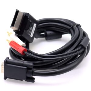 deal4go high definition hdtv rca vga av composite video cable x851849-001 for xbox 360 slim black (no packaging)