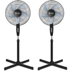 healsmart oscillating 16″ 3 adjustable speed pedestal stand fan for indoor, bedroom, living room, home office & college dorm use, 16 inch, black