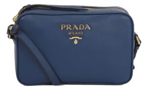 prada royal blue vitello phenix leather shoulder camera bag 1bh103