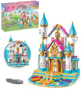 friends flower castle building kit, 1117 pieces girls princess castle building blocks toys, creative construction stem building toys, best learning roleplay gift for boys and girls ages 6+