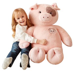 ikasa stuffed toy jumbo pig, 30'' plush animal, premium quality soft toy for kids, gift for birthday or holiday