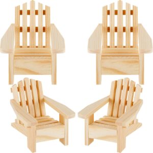 sumind 4 pieces wood adirondack-style miniature chair doll house wooden chairs dollhouse model chairs mini wooden rocking chairs for dollhouse accessories furniture christmas decoration