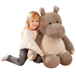 ikasa giant hippo stuffed animal - 30" jumbo plush toy, soft & cute for kids, boys & girls (gray)