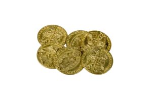 the broken token prop coins - 15mm copper renaissance themed gaming replica coins pack of 18, historical prop and novelty coins