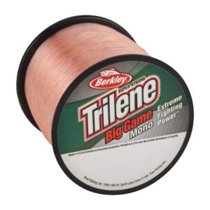 berkley trilene® big game™, pink coral, 25lb | 11.3kg, 595yd | 544m monofilament fishing line, suitable for saltwater and freshwater environments