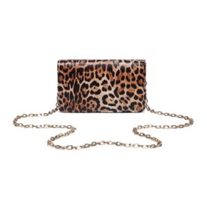 daisy rose cross body bag - rfid blocking with credit card slots clutch - pu vegan leather - leopard