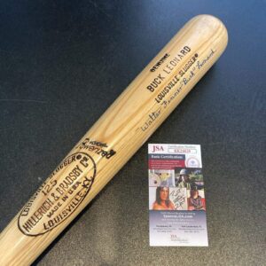 walter fenner buck leonard full name signed louisville slugger baseball bat jsa - autographed mlb bats