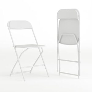 emma + oliver set of 2 plastic folding chairs - 650 lb weight capacity lightweight stackable folding chair in white