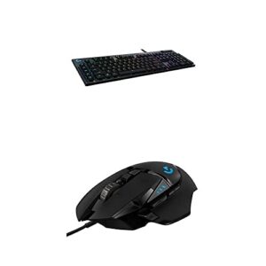 logitech g815 lightsync rgb mechanical gaming keyboard with low profile gl linear key switch, 5 programmable g-keys and logitech g502 hero high performance wired gaming mouse, hero 25k sensor