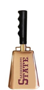 10 inch copper plated mississippi state cowbell with 1985 baseball style logo printed on one side