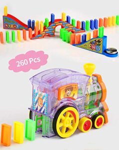 wellin 260 pcs blocks domino train toy with bridge set mega pack domino game for 3-12 years old boys building blocks stacking tile games (260 pcs domino train with bridge set)