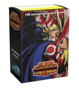 jasco my hero academia collectible card game all might flex card sleeves | 100 dragon shield art sleeves | card game holder | pvc and acid-free | designed for use with tcg and lcg games | made