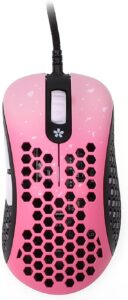 gwolves skoll mini sk-s sakura 50g ultralight weight honeycomb design ergonomic gaming mouse with 3389 sensor - ptfe skates - 16,000dpi - detachable cable (pink) (small)