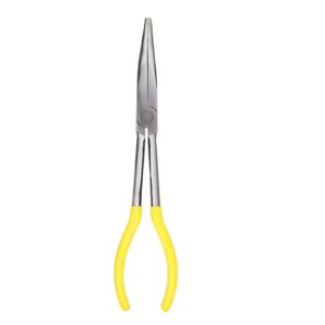 bqkkwin 11 inch long reach long nose pliers | designed for mechanics, technicians, and contractors | work with delicate or difficult-to-reach pieces | milled-jaws | steel “25 degree bent nose plier