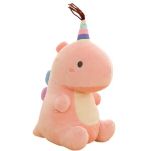 aporake stuffed animal plush toys, cute dinosaur toy, soft plushies for girls plush doll gifts for kids boys babies toddlers (pink, medium)