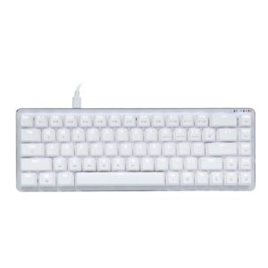 epomaker ajazz zinc 68 keys bluetooth wireless/wired gaming mechanical keyboard, with aluminum zinc alloy frame, white backlight, 300 hours standby time (cherry red switch, white)