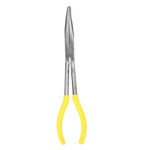 bqkkwin 11 inch long reach long nose pliers | designed for mechanics, technicians, and contractors | work with delicate or difficult-to-reach pieces | milled-jaws | steel “45 degree bent nose plier