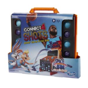 hasbro gaming connect 4 shots: space jam a new legacy edition, inspired by the movie with lebron james, fast-action game for kids ages 8 and up, blue