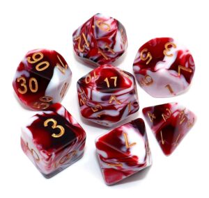 creebuy dnd dice set red mix white dice for dungeon and dragons d&d mtg 7-die rpg polyhedral dice